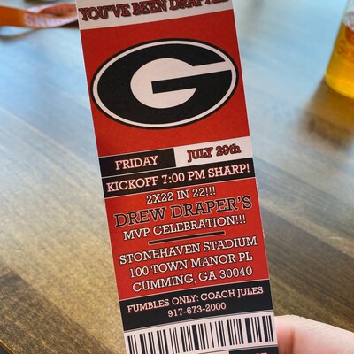 Georgia Bulldogs Ticket Invitation - Etsy