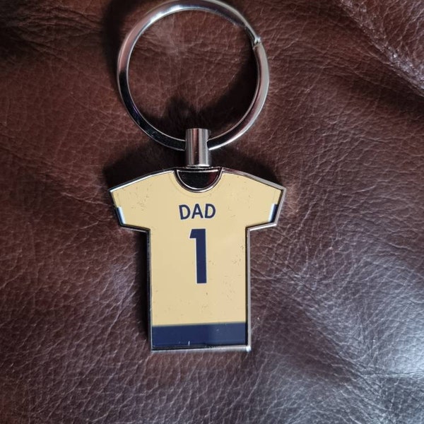 Fathers Day Personalised Football Shirt Keyring - Dad Keyring, Any Name ...
