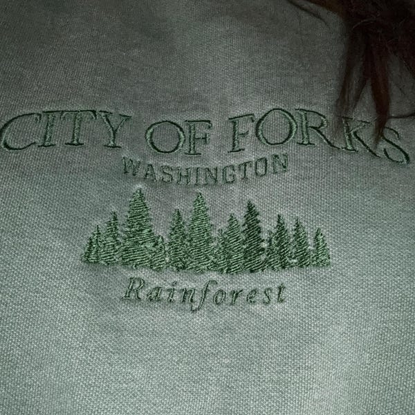 Nature Embroidered Sweatshirt, Pine Tree and Mountain Silhouette ...