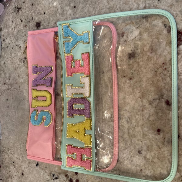 Clear Bag With Patches | Custom Patches | Chenille Varsity Letter ...