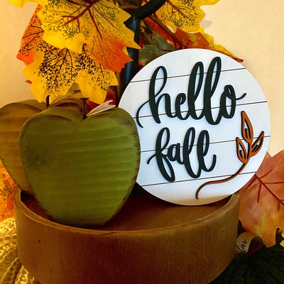 Hello Fall Tier Tray Fall 3D Mini Signs Pumpkin Fall Decor Seasonal ...