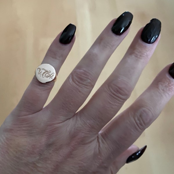 Cursive Initial Ring, Signet Ring, Initial Ring, Engraved Ring, Initial ...