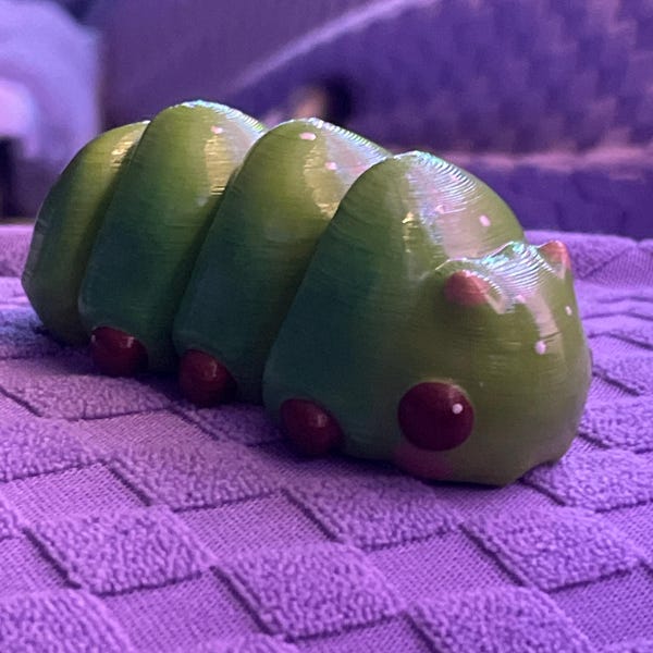 3D Printed Articulating Grub Flexi Fidget, Cute Fidget Toy, Hand ...