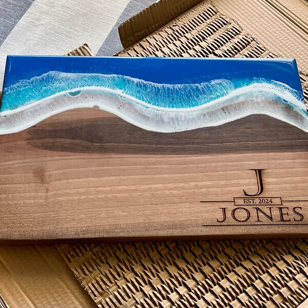 Personalized Epoxy Resin Cutting Board, Personalized Live Edge Walnut ...