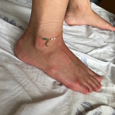 Moonstone Anklet Sterling Silver, Anklets for Women, Anklets, Moon Anklet, Boho Anklet, Beaded ...