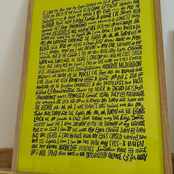 Picture of You - the Cure Poster | Song Lyrics Hand Lettering Wall Art ...