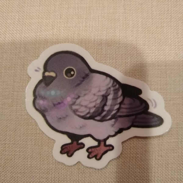 Fluffy Pigeon Sticker / Bird Water Bottle Sticker / Cute Bird Laptop ...