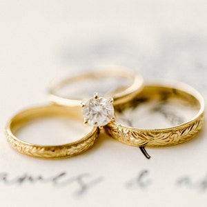 Unisex Wedding Band Couples Rings 14k Gold Wedding Ring Set | Etsy