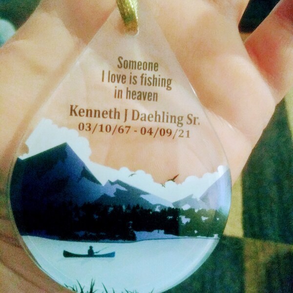 Fishing Memorial Tear Drop Personalized Memorial Ornament, Memorial ...