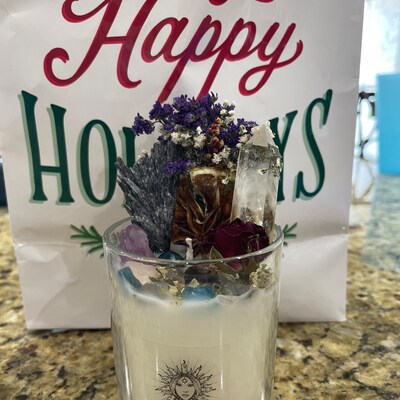 Anxiety Relief & Happiness Intention Candle Packed With Crystals, Herbs ...