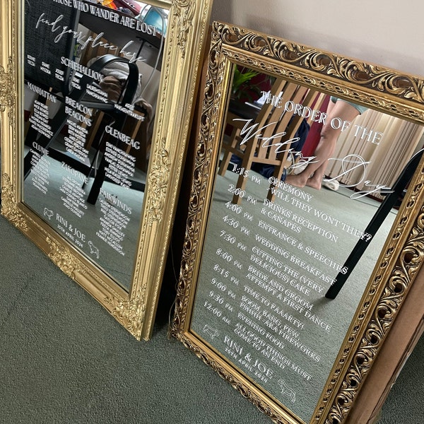 Mirror Wedding Table Plan • Mirror Seating Chart • Full Length • Vinyl ...
