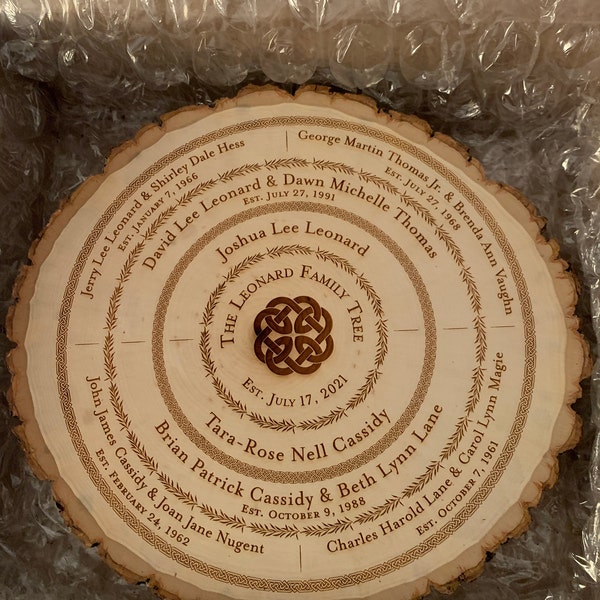 Wood Family Tree Chart, Personalized Mothers Day Gift for Mom, Celtic ...