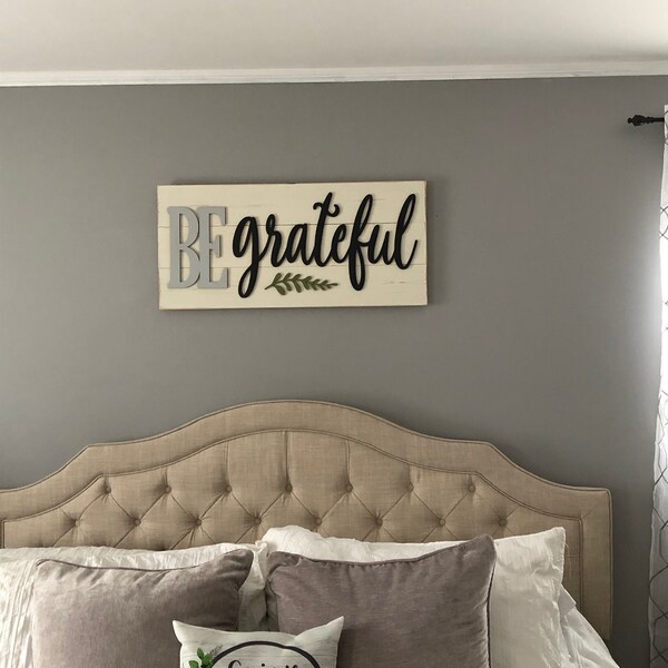 BE Grateful Sign, Rustic Shiplap Wood Sign, Modern Farmhouse Wall Decor ...