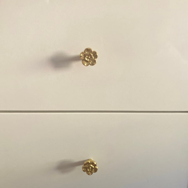 Brass Flower Branch Knobs Pulls, Solid Brass Drawer Pulls, Custom Engraved Wardrobe Knob Cabinet ...