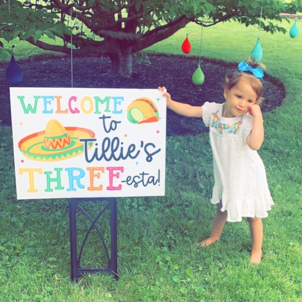 Three Esta Birthday Sign, Girl Three Esta Welcome Sign, Mexican Fiesta ...