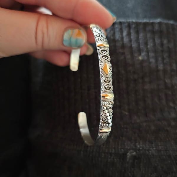 Bali Silver Bracelet Byzantine Chain With Gold 18 K | Bali Hanmade ...