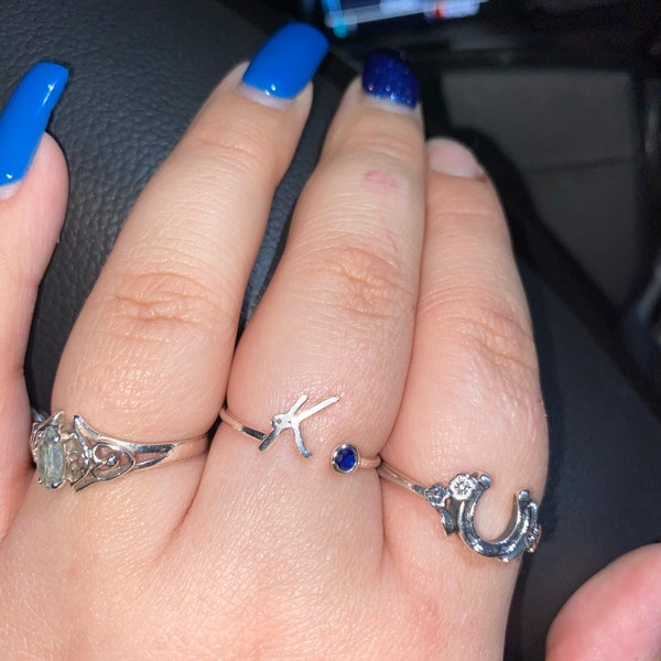 Personalized Initial Birthstone Ring • Custom Gold Initial Ring ...