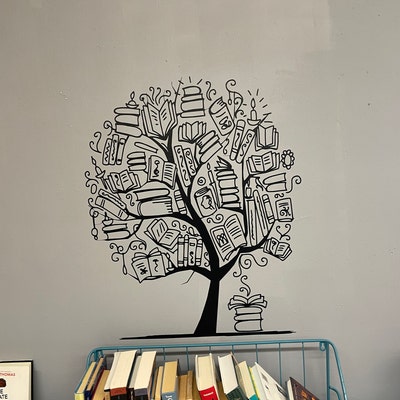 Tree With Books Wall Decal Library Vinyl Sticker Education Home Art ...