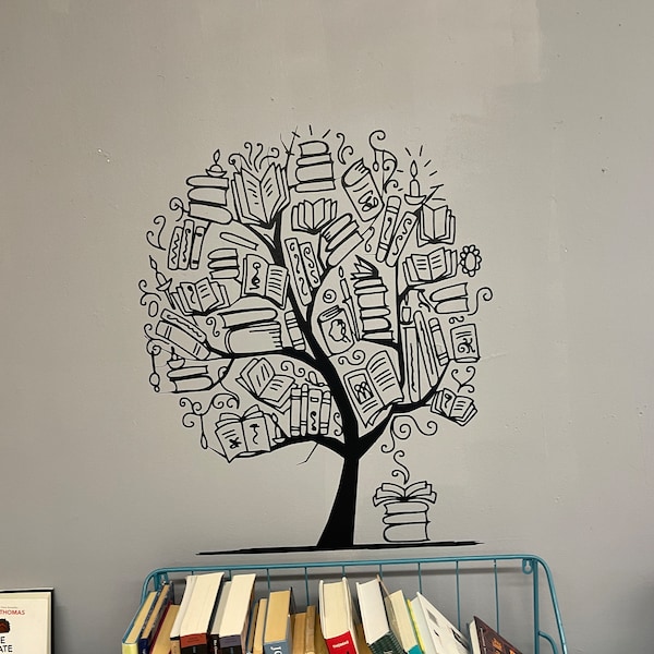 Tree With Books Wall Decal Library Vinyl Sticker Education Home Art ...