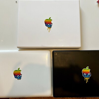 Hackintosh Apple Skull Logo Custom Mash up MacBook iPhone Laser Printed ...