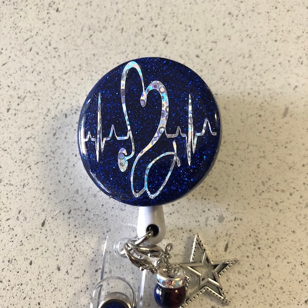 Nurse Badge Reel, RN Badge Reel, EKG Heart Badge Reel, Cardiac Nurse ...
