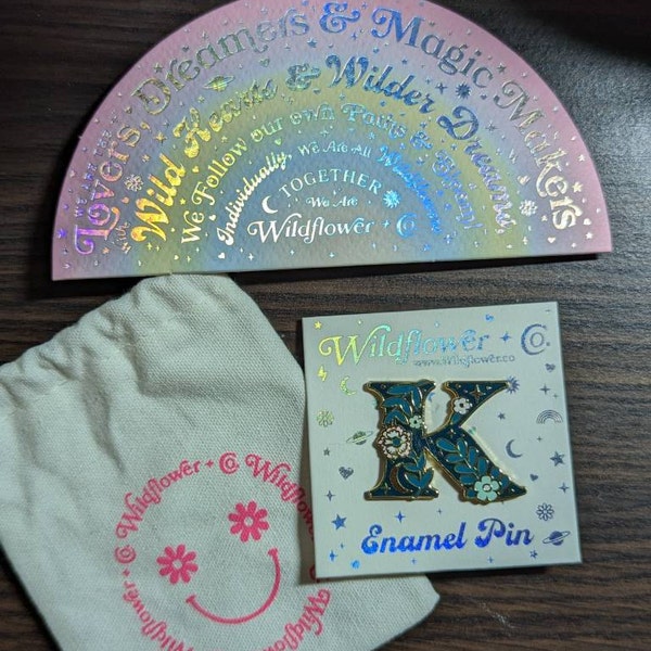 Botanical Letter Enamel Pin - Personalize With Your Initial or Monogram ...