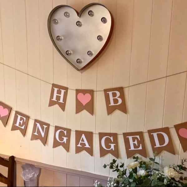 Engagement Bunting With Initials for Engagement Celebration - Etsy