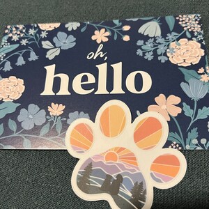 Dog Paw Print Mountain Girl With Dog Clear Vinyl Sticker Hiking ...