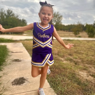 Purple & Gold Cheer Uniform, Customized Cheerleading Uniform, Girls ...