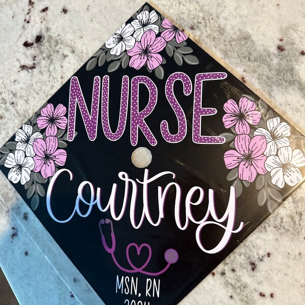 Custom "cherry Blossom Bsn" Graduation Cap Topper, Nursing Graduation ...