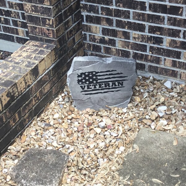 Veteran's Flag Landscape Stone - Veteran - Engraved - Veteran Gift ...