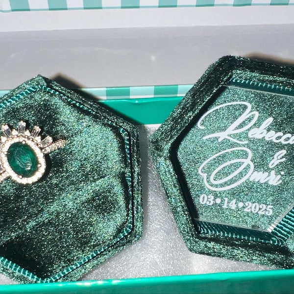 Personalized Velvet Ring Box, Wedding Ring Box, Engagement Ring Box ...