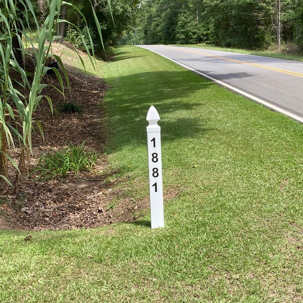 White Address Marker With Customized Black House Numbers – 32” Tall ...