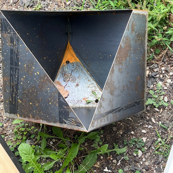 Modern Geo Steel Planter 25" X 23" X 15" - Geometric Plant Pot - Patio ...