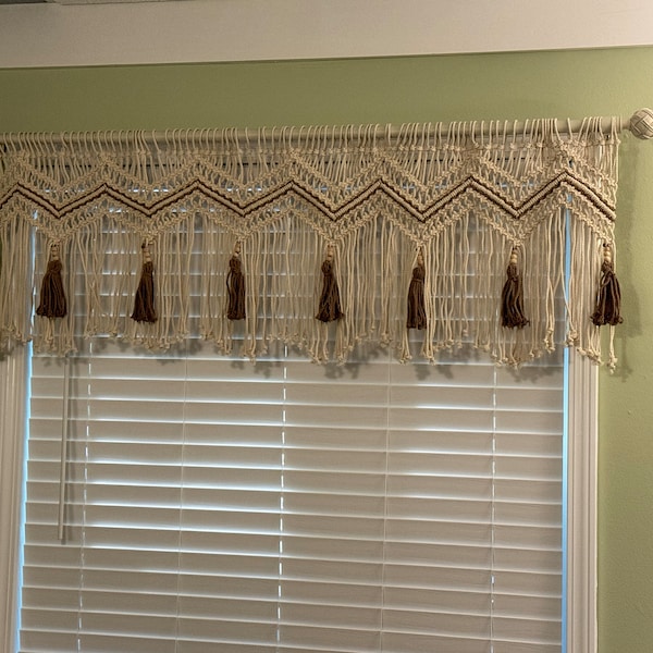 Macrame Valances Two Tones Zigzag Boho Window Curtain - Etsy