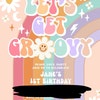 Editable Let's Get Groovy Invite Daisy Rainbow Groovy 3rd Birthday ...