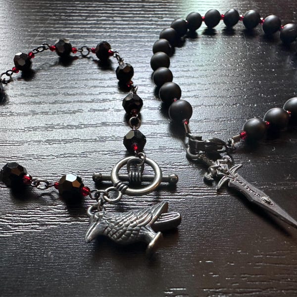 Hekate Prayer Beads With Hekate's Wheel, Snake and Skeleton Key, Rosary ...