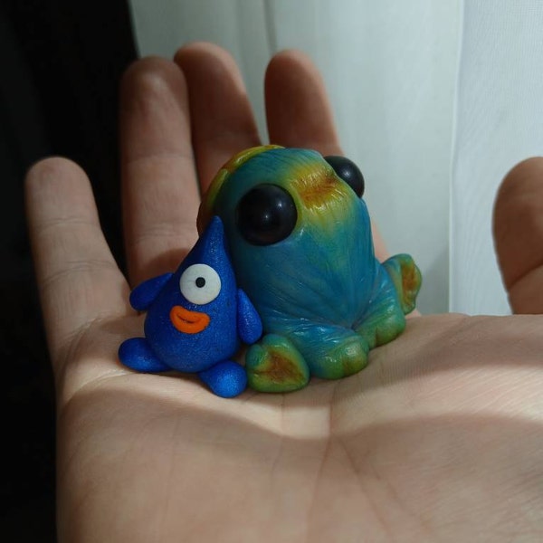 Cartoony Funny Mythical Creature, Adorable Critters Sculpture in Yellow ...