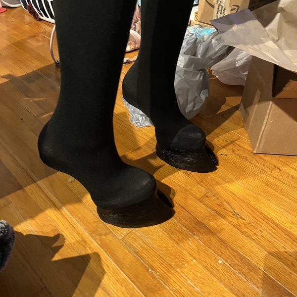 BLACK Creature Feet Unisex CLOVEN Hoof Shoes With Thigh High Leggings ...