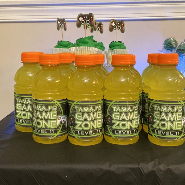 Gamer Party Drink 12 Oz. & 20 Oz. Sports Bottles Wrapper Labels Video ...