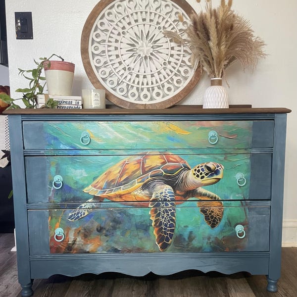 Sassy Sea Turtle Decoupage Paper (custom Sizes Available) - Etsy