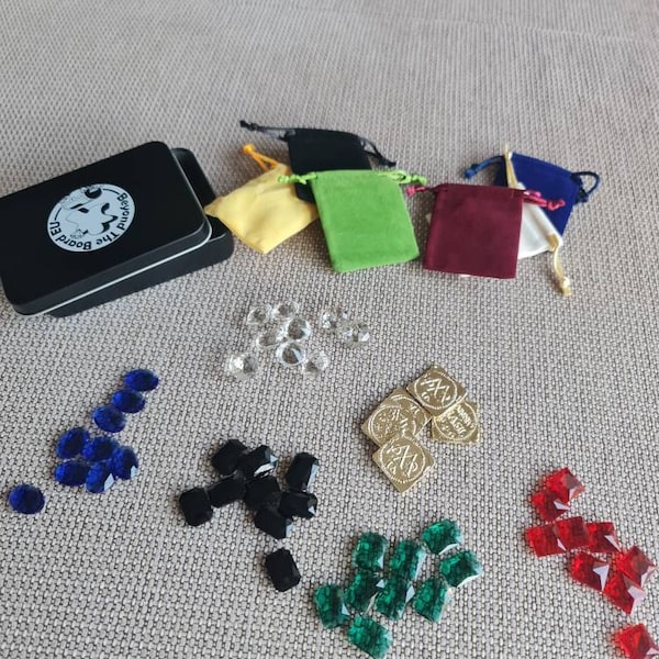 Upgrade Gem Set for Splendor Board Game - Glass Jewels and Metal Coins ...