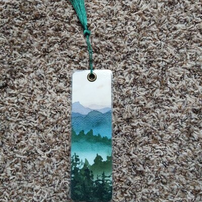 Mountain Bookmarks Handmade Bookmark Laminated With Tassel Watercolor ...