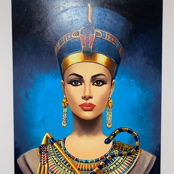 Nefertiti the Beautiful Queen - Egyptian Art - Hand Painted Oil ...