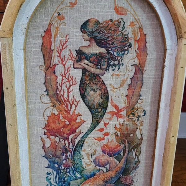 Mermaid Wall Art | 14" X 22" | French Poster Wall Art | Linen Wall ...