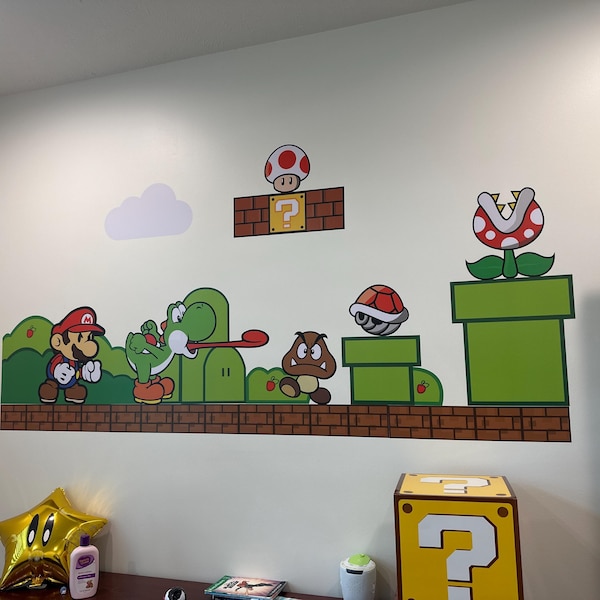 Super Mario Wall Decal Luigi Wallpaper King Koopa Wall Stickers (3 ...