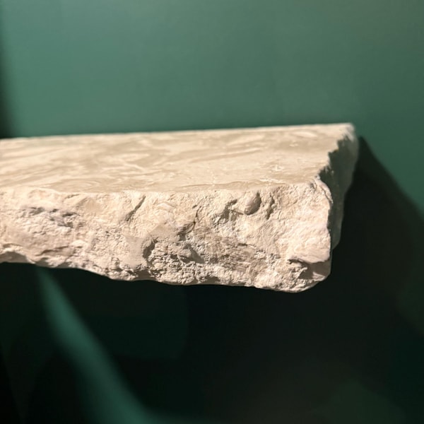 Chiseled Travertine Floating Shelf - Natural Stone Shelves - Invisible ...