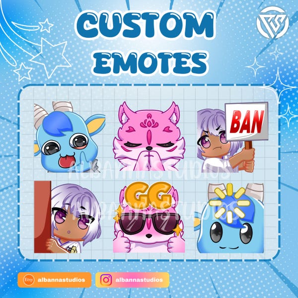 Custom Twitch Emotes or Kick Emote and Animated Emotes, Vtuber Cute ...