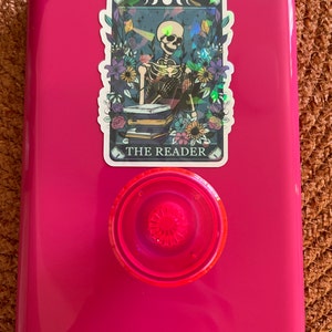 Holographic Reader Tarot Card Sticker Spooky Books Skeleton Sticker for ...