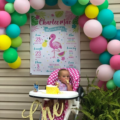 Flamingo Sign. First Birthday Poster. Milestone Poster. Flamingo ...